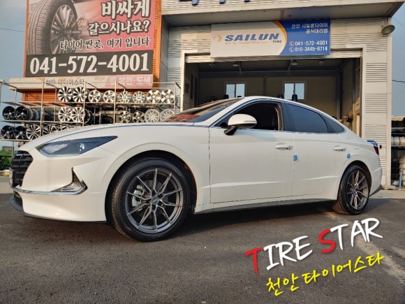 휠 > 장착 사진 > [ 쏘나타 DN8 ] 엑소티RX10 (돌핀그레이 폴리쉬) 18인치 장착사진 - 천안 타이어스타